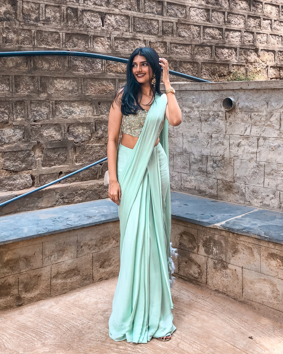 Esha Rao in Honey Dew Concept Saree Set – Pooja Kankariya